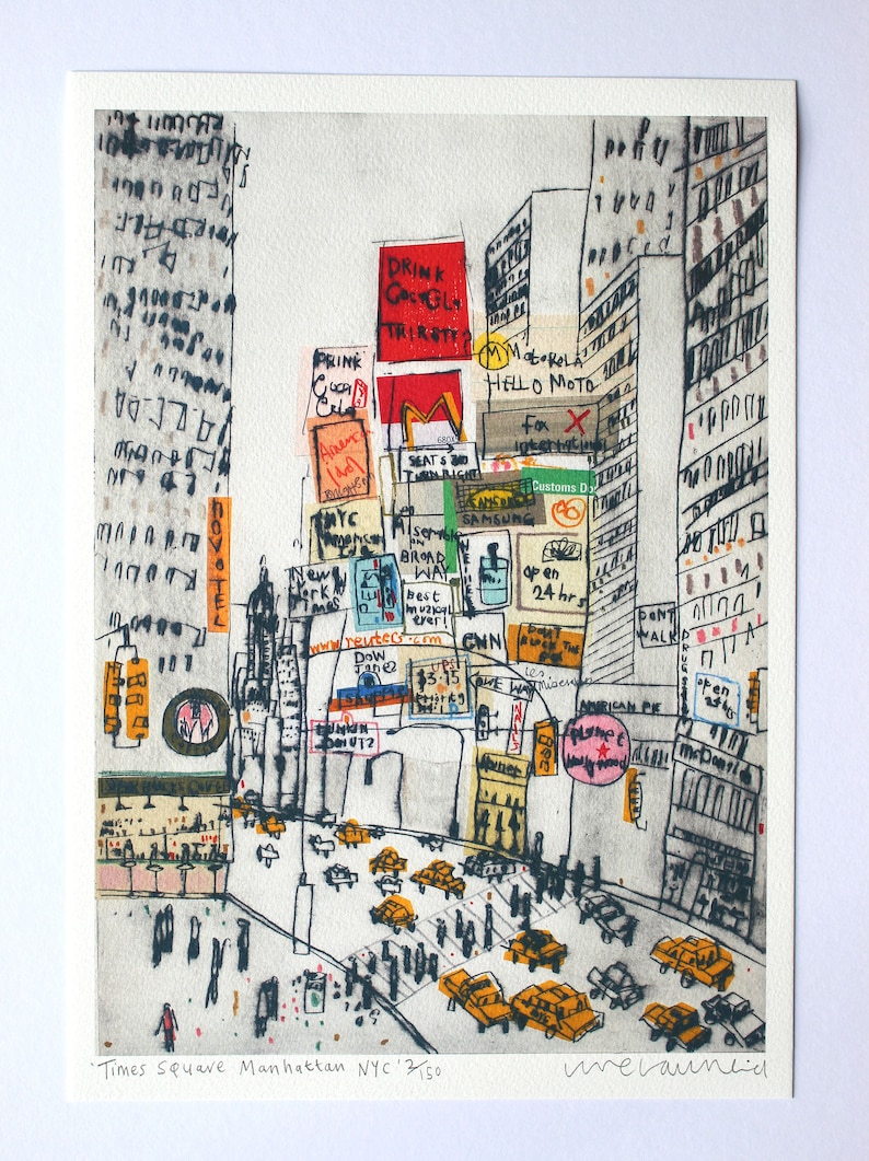 TIMES SQUARE ART, New York City, Home Decor Nyc Taxi, Manhattan Wall ...