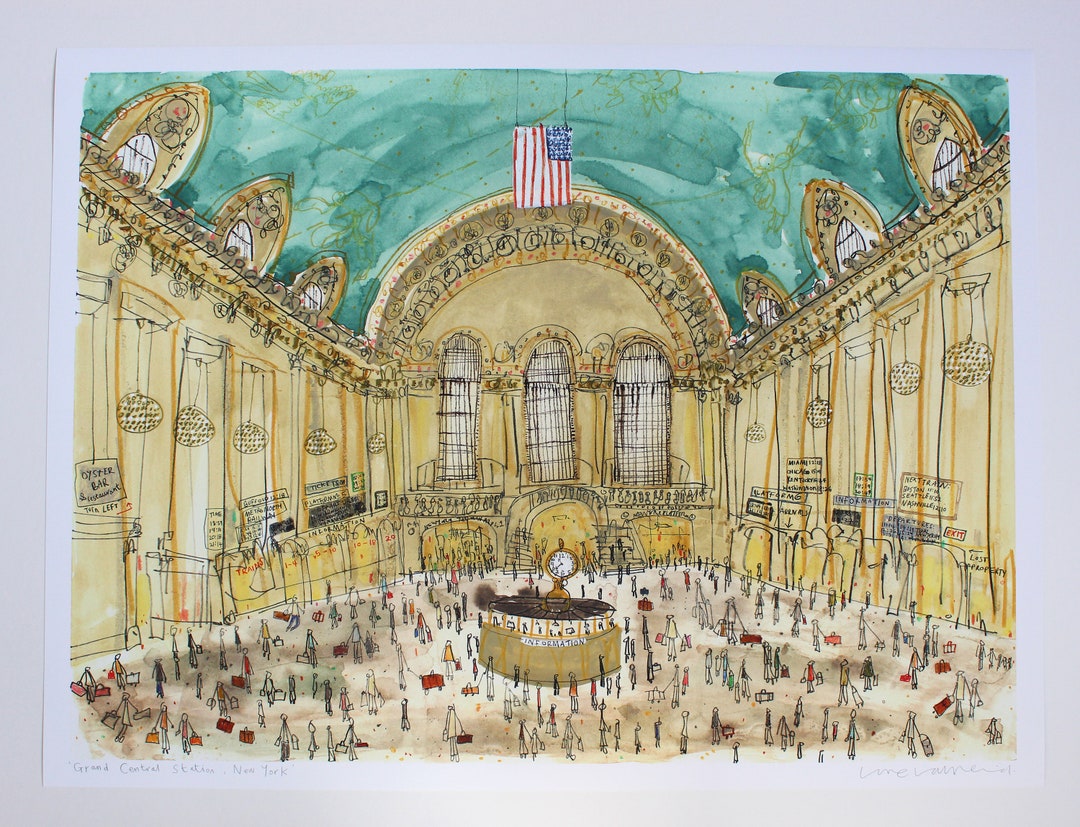 GRAND CENTRAL PRINT, Large Signed Artwork, Nyc Giclee Print, New York ...