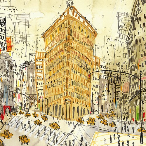 FLATIRON BUILDING Print New York Art NYC Watercolor | Etsy