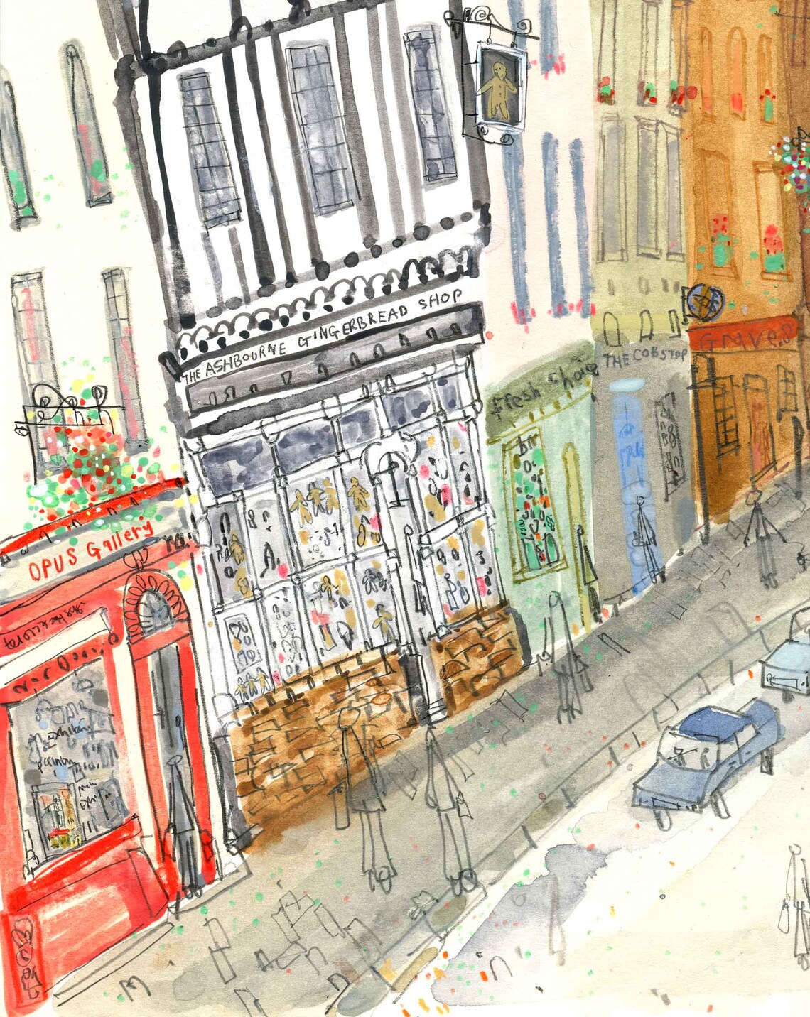 ASHBOURNE ART PRINT, Sale 20%, English Market Town Street, Signed ...