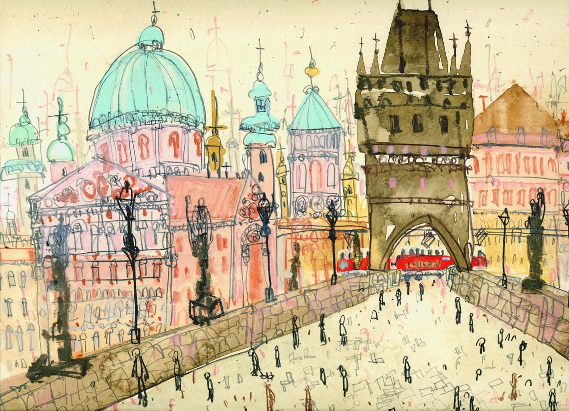 Prague Art Print Charles Bridge Czech Republic Prague Bridge - Etsy