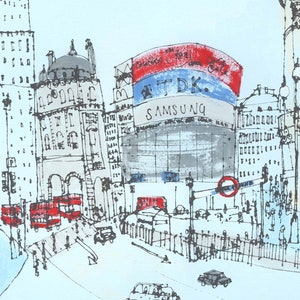 LONDON ART PRINT, Piccadilly Circus, Acrylic Painting, Screen Print ...