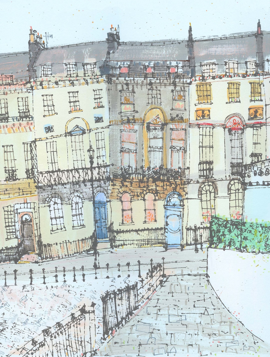 BATH ENGLAND ART, 11x14 Print, Marlborough Building, Drawing Sketch ...