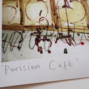 A1 PARIS CAFE PRINT, French Watercolor Painting, Paris Cafe Art, Signed ...