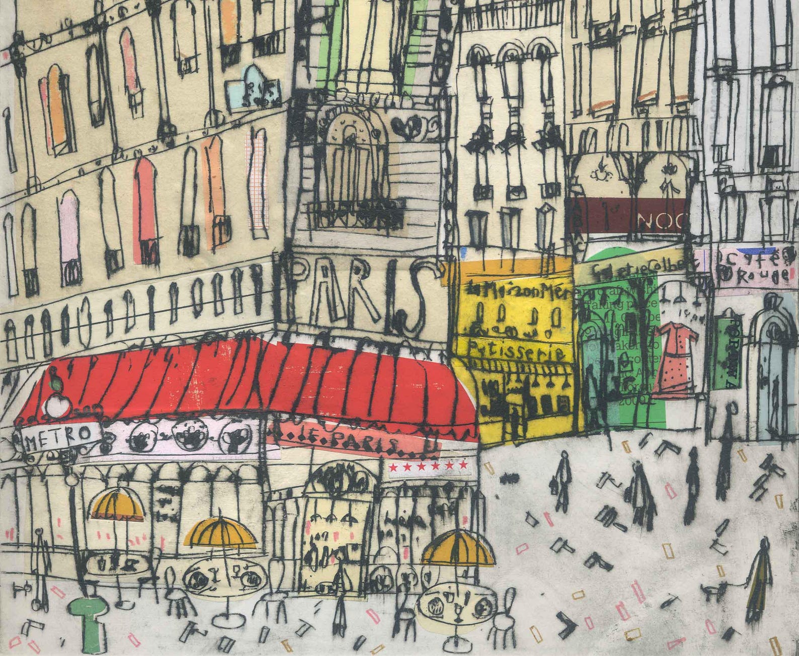 PARIS CAFÉ 11 X 14, Red Parisian Café, Boulevard St Germain, French ...