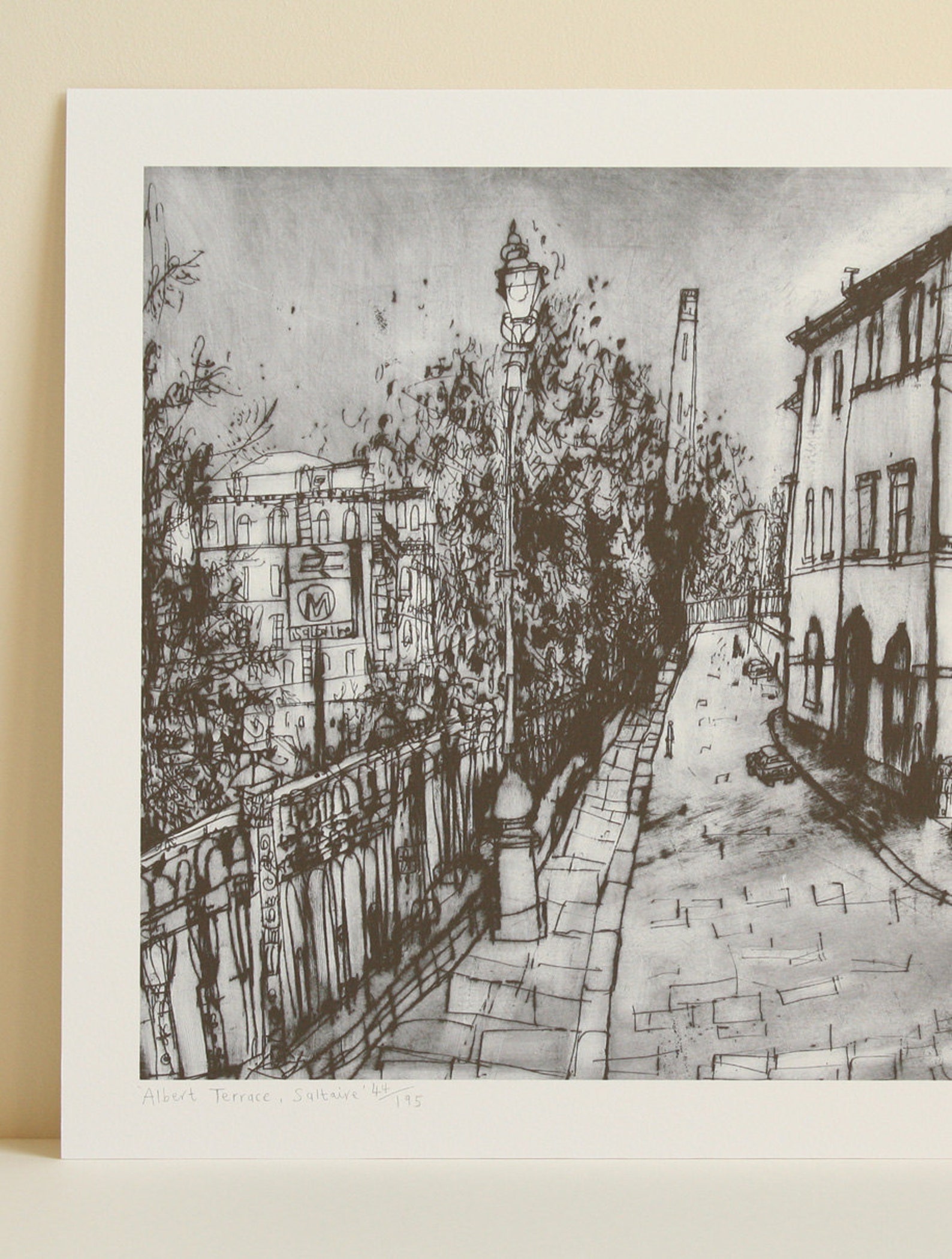 Saltaire Drawing ALBERT TERRACE PICTURE Yorkshire Art Print | Etsy
