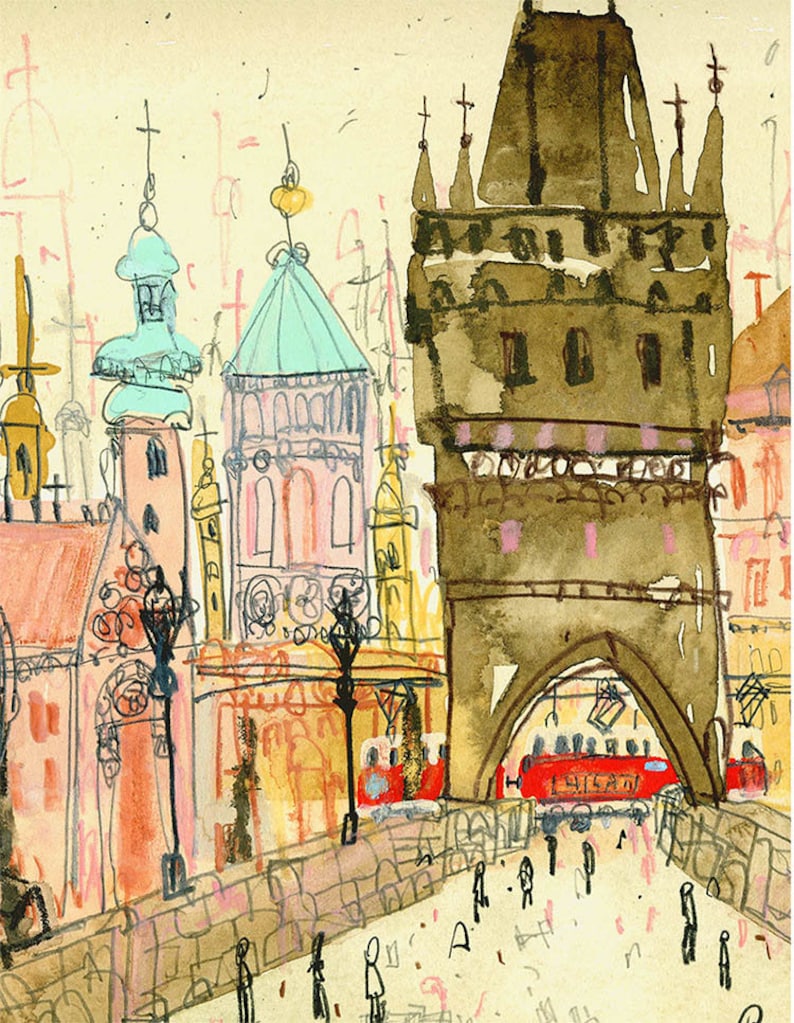 PRAGUE ART PRINT Charles Bridge Czech Painting Prague Wall | Etsy