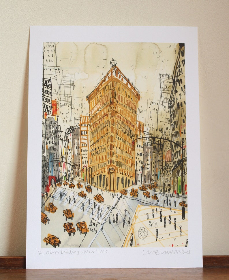 FLATIRON BUILDING Print New York Art NYC Watercolor - Etsy