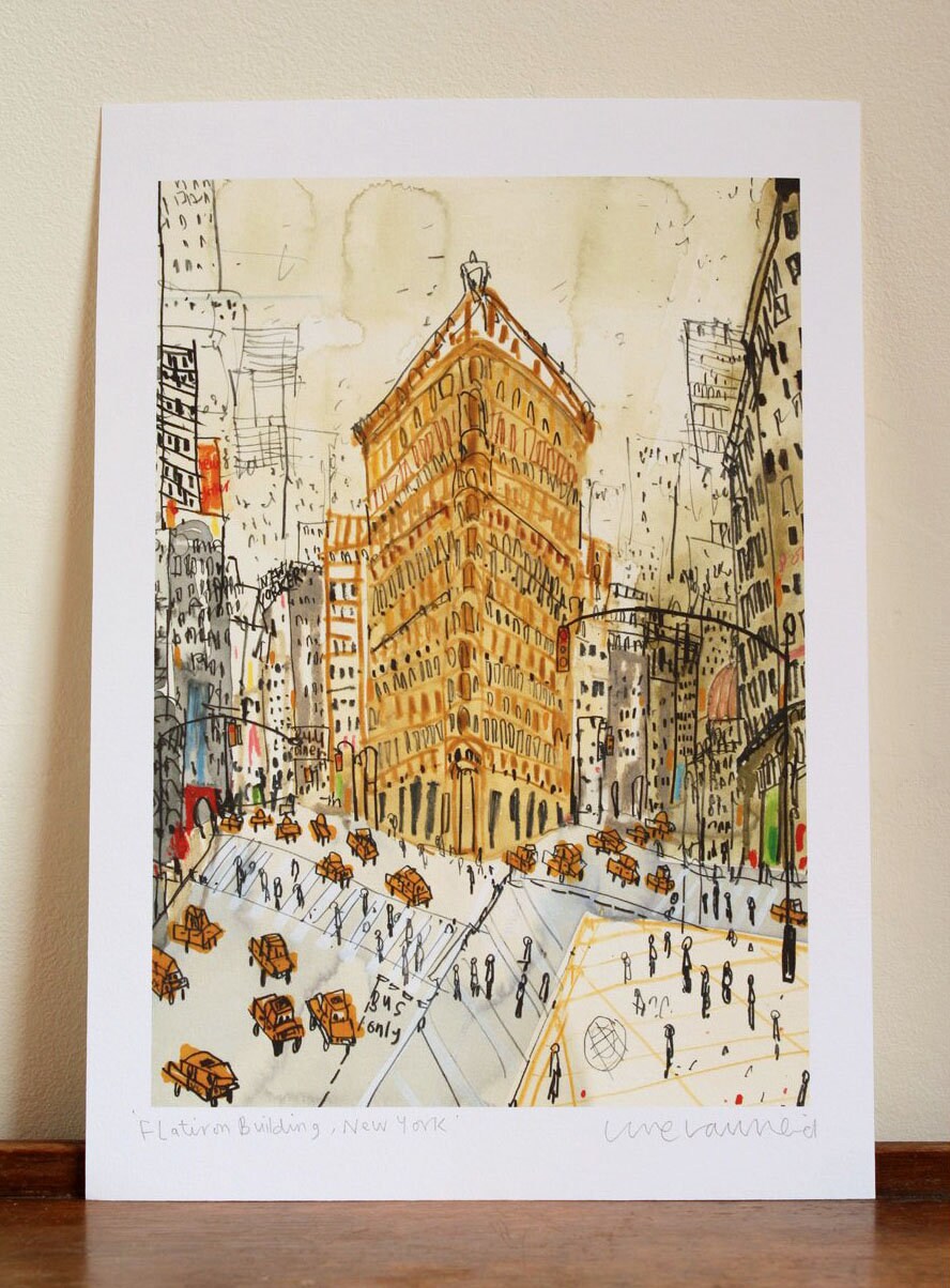 FLATIRON BUILDING Print New York Art NYC Watercolor | Etsy