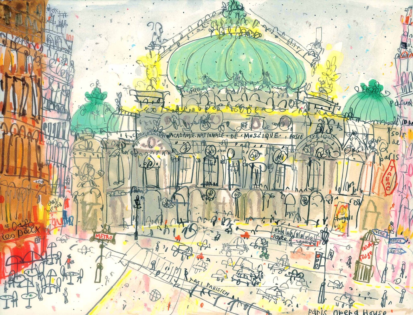 Opéra Garnier Paris Opera House Sketch Watercolor Painting - Etsy UK