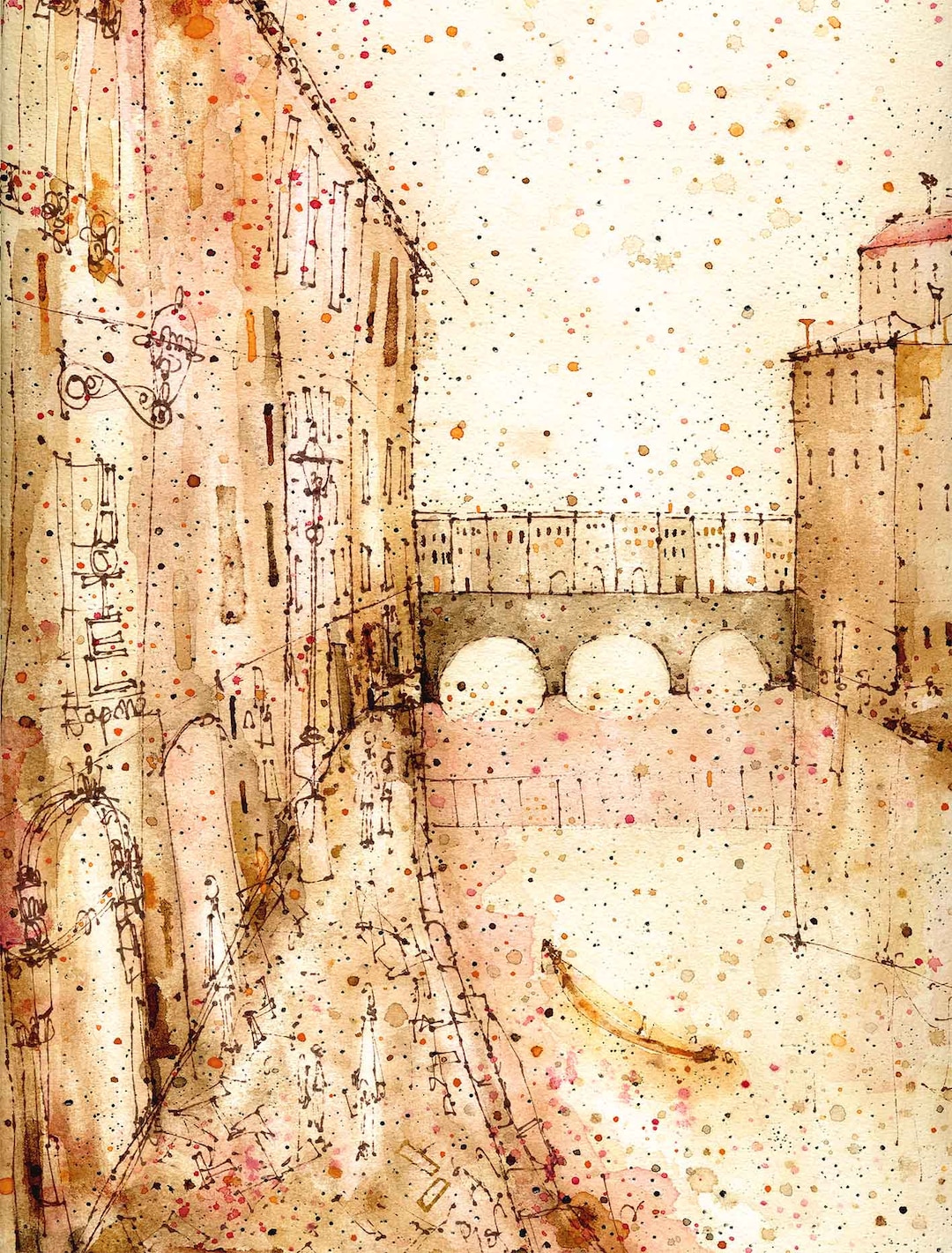 PONTE VECCHIO ART, 11x14 Florence Print, Firenze Painting, Italy Giclee ...