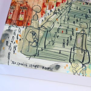 ROME CANVAS PRINT, Spanish Steps Art, Stretched Giclee, Italy Painting ...