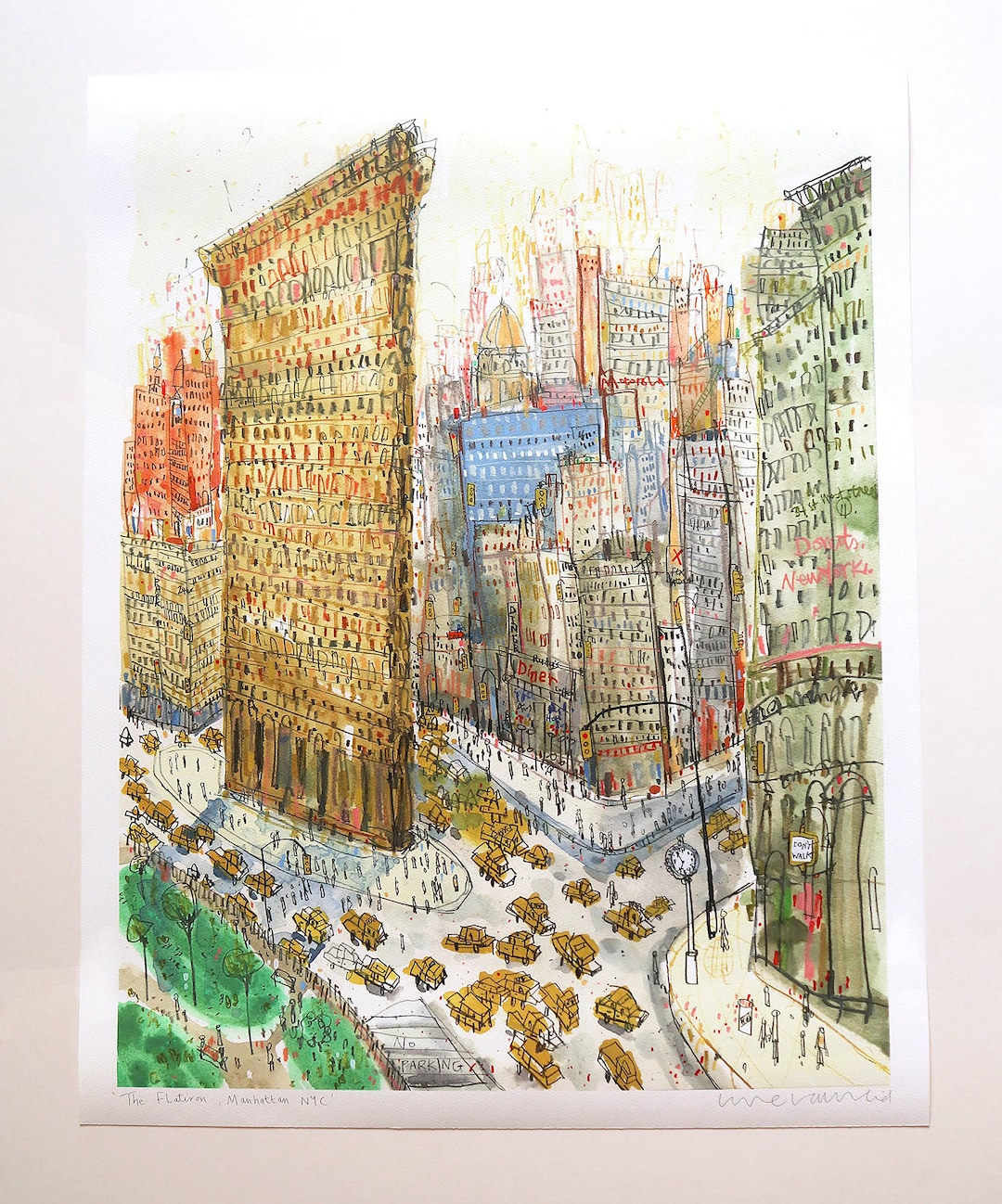 Large NEW YORK Print, Flatiron Watercolor, Painting NYC Architecture ...