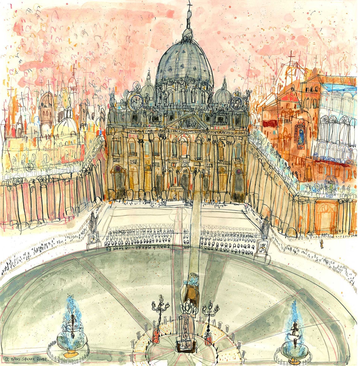 ST PETERS SQUARE Rome Art Print Signed Limited Edition - Etsy UK