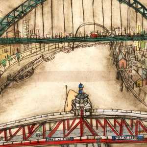 Tyne Bridge Print, Newcastle Artwork, Bridges Over the Tyne, North East ...
