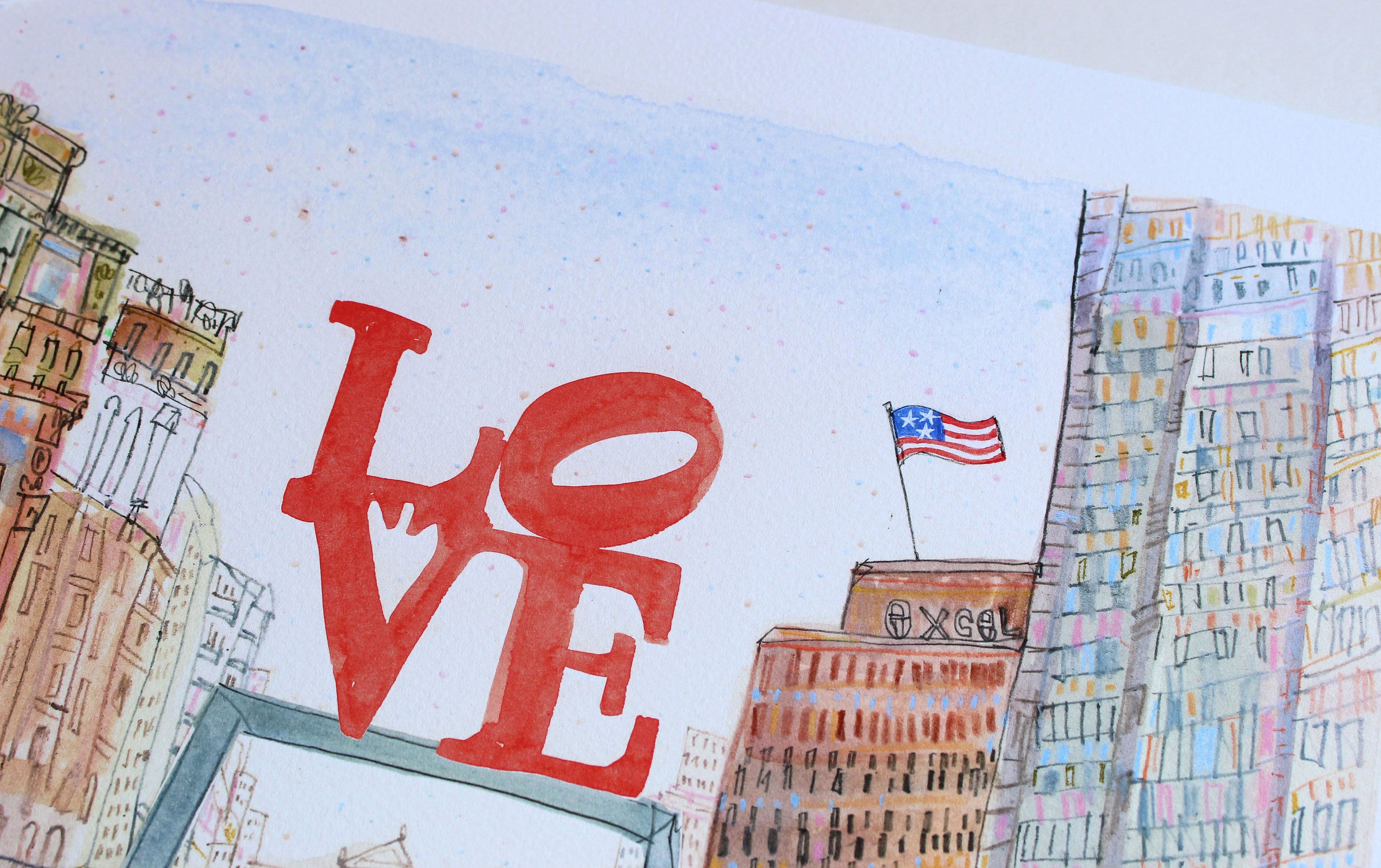 LOVE PARK Philadelphia Art Print, Love Park Philly Wall Art, JFK Plaza ...
