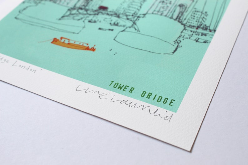 TOWER BRIDGE LONDON Art Print, River Thames Boats, Signed Giclee Print ...