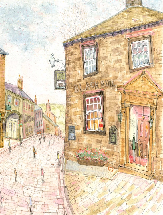 HAWORTH ART PRINT 11 x 14 Giclee Print Black Bull Pub | Etsy