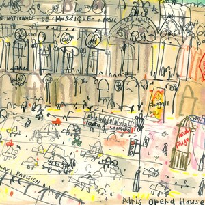 PARIS OPERA HOUSE, 14x11 Art Print, Opéra Garnier, Pencil Drawing ...