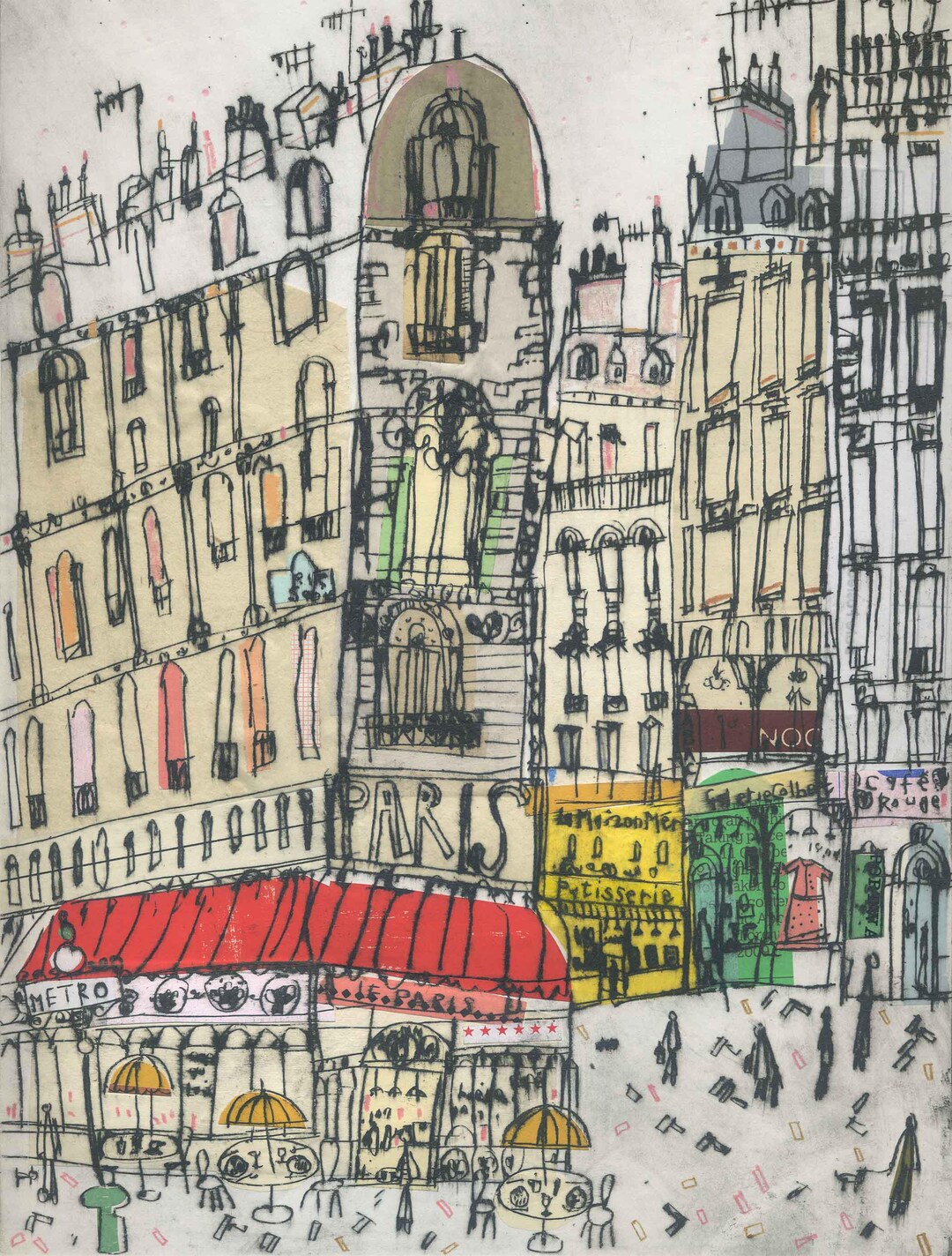 PARIS CAFÉ 11 X 14, Red Parisian Café, Boulevard St Germain, French ...
