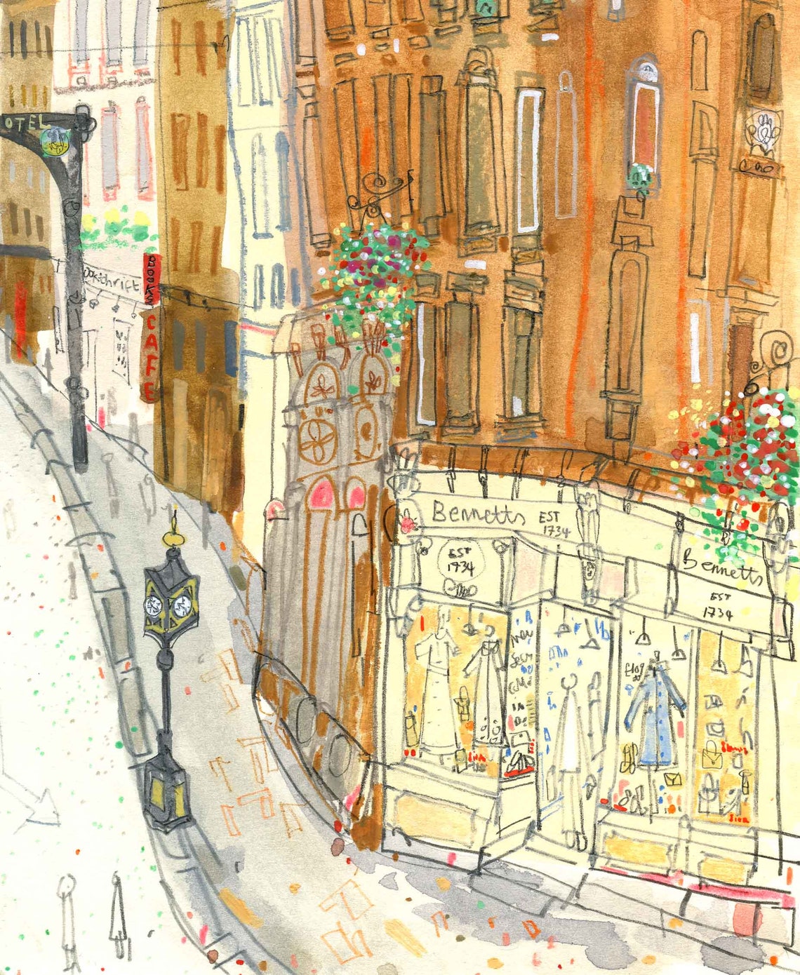 ASHBOURNE ART PRINT, Sale 20%, English Market Town Street, Signed ...
