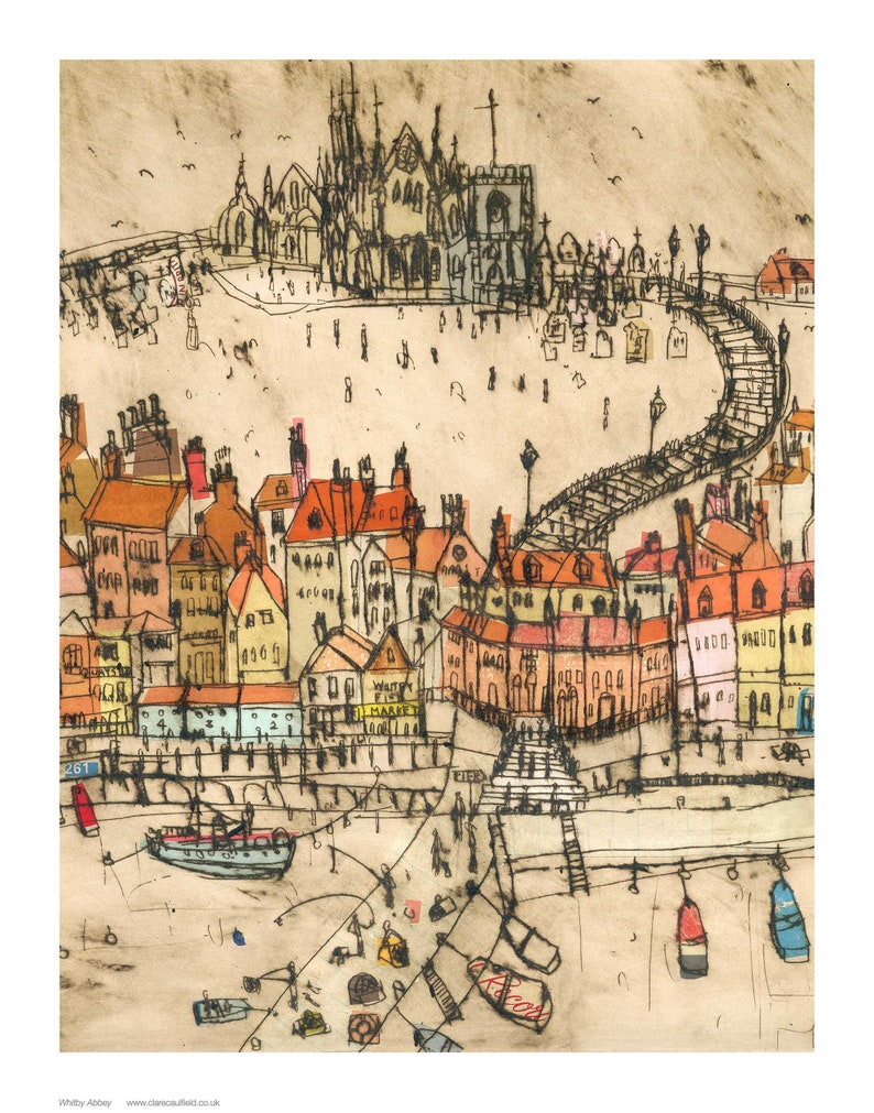 WHITBY ABBEY PRINT, 11 X 14 Artwork, Yorkshire Painting, Coastal Town ...