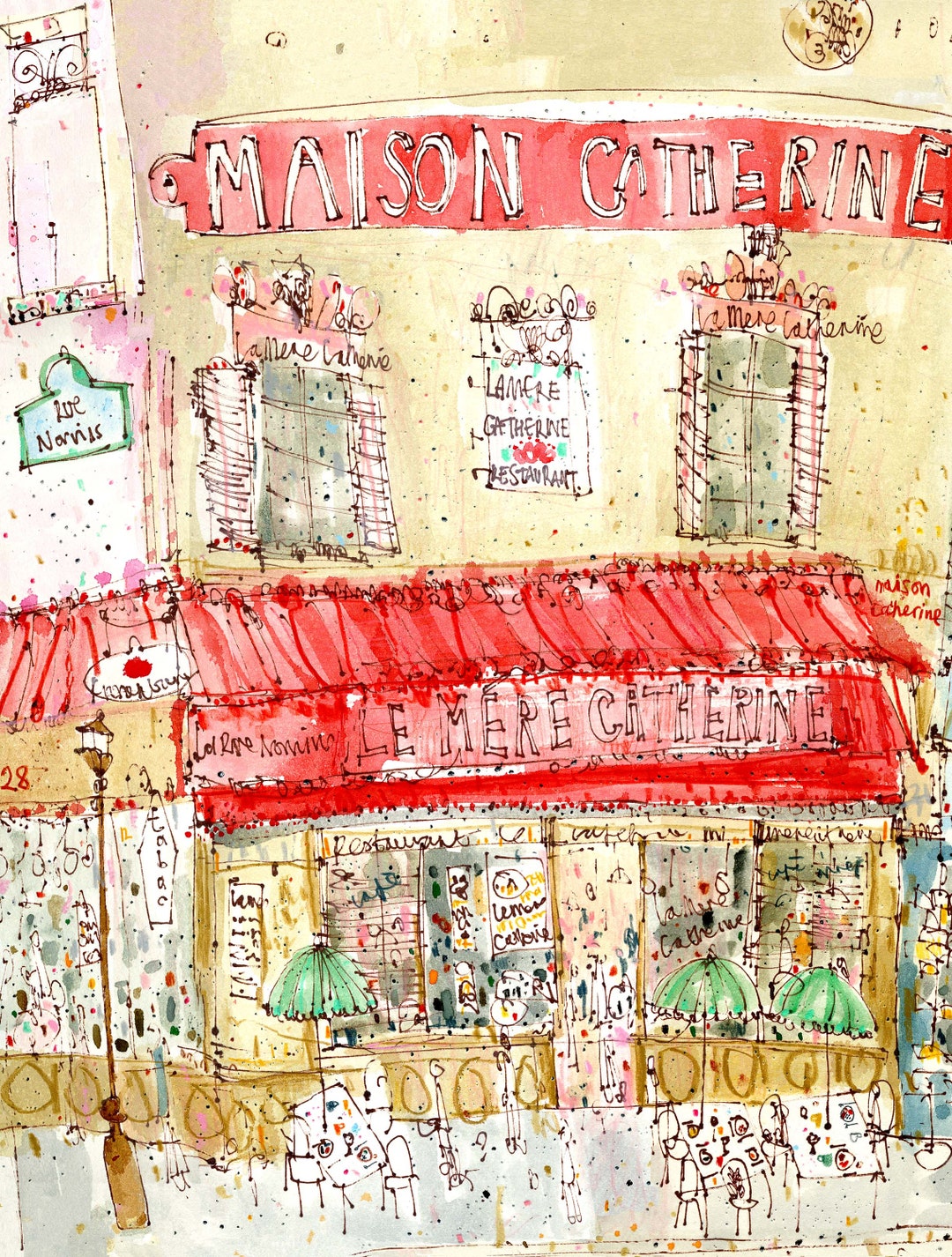 MAISON CATHERINE PARIS, French Cafe Art Print 11x14, Parisian Picture ...