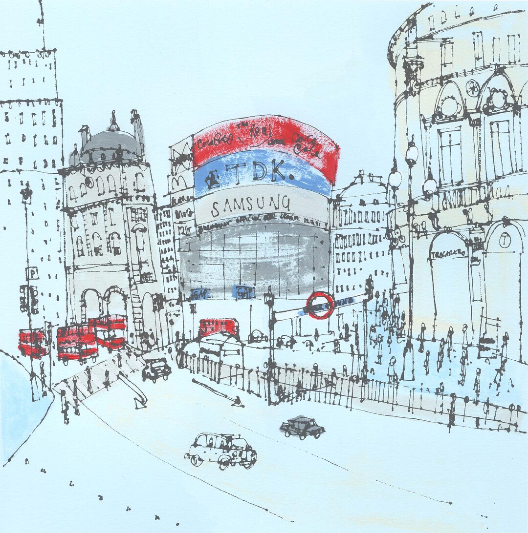 PICCADILLY CIRCUS PRINT, City Painting, London's West End, England City ...