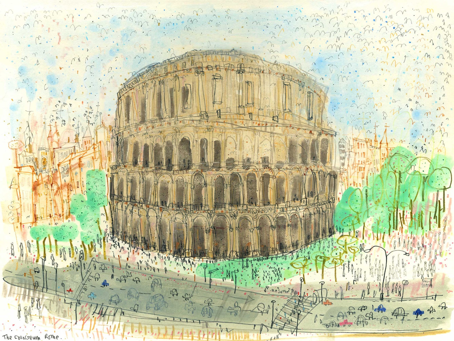 Rome Painting, Colosseum Drawing, Italy Architecture, Rome Wall Art ...