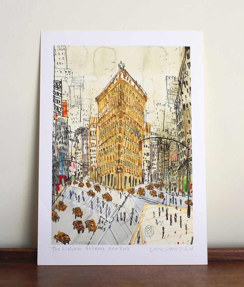 FLATIRON BUILDING Print New York Art NYC Watercolor | Etsy