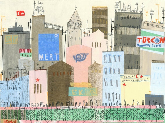 ISTANBUL WALL ART Galata Bridge Turkey City Print Signed - Etsy