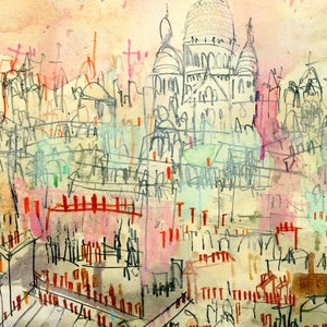 LARGE PARIS PRINT, Rooftops of Paris, Watercolor Painting, Parisian ...