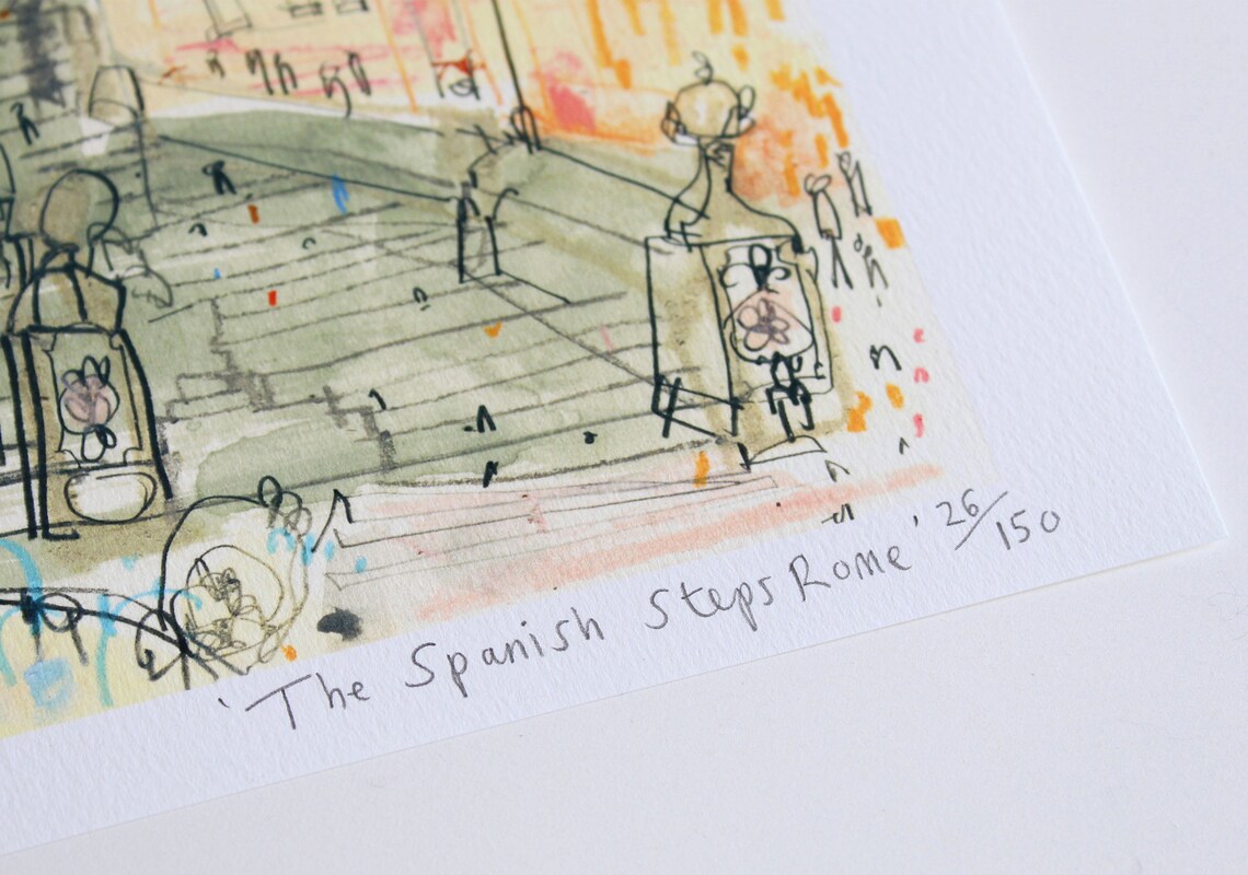 SPANISH STEPS ROME, Art Print Italy, Rome Sketch, Signed Limited ...