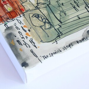 ROME CANVAS PRINT, Spanish Steps Art, Stretched Giclee, Italy Painting ...