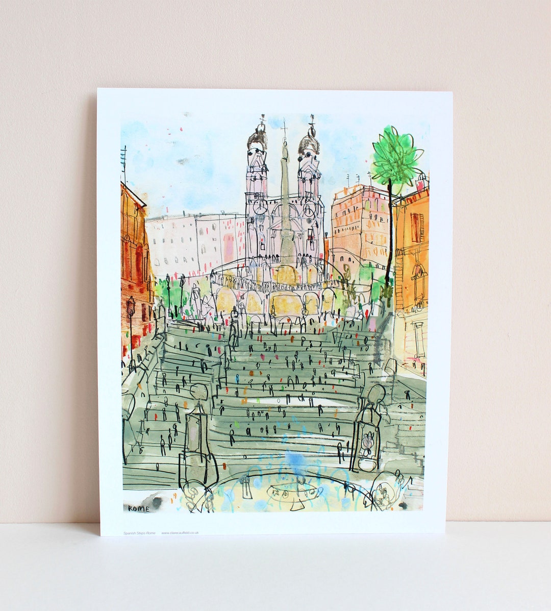 ROME ART PRINT, Spanish Steps Painting, 11x14 Rome Home Decor, Rome ...
