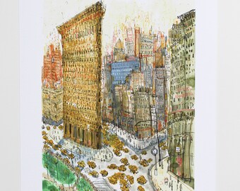 FLATIRON BUILDING Print New York Art NYC Watercolor | Etsy