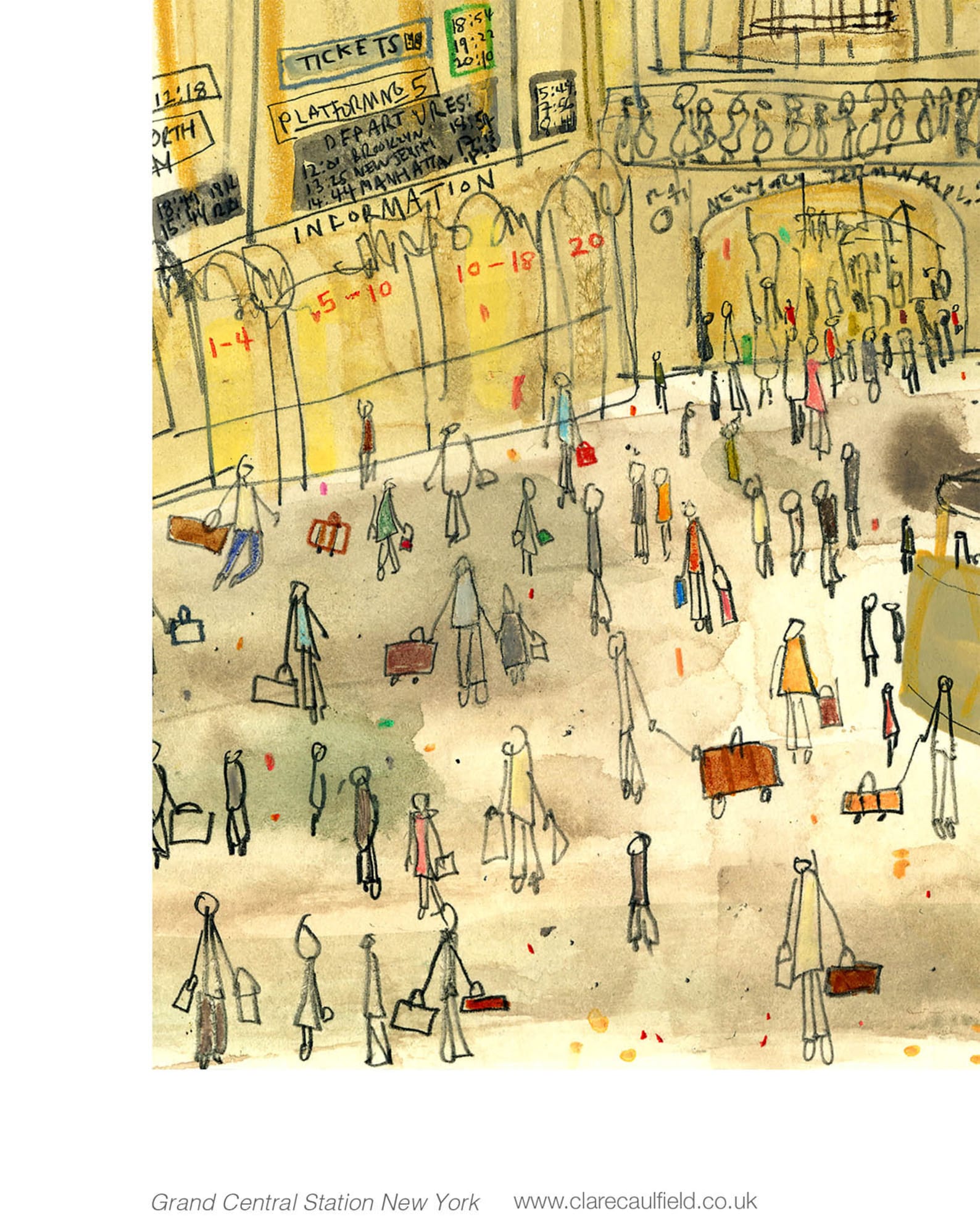GRAND CENTRAL Sketch, New York 11 X 14 Art, NYC Wall Decor, Train ...