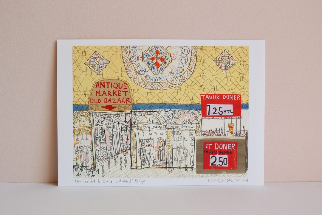 ISTANBUL PICTURE Grand Bazaar Print, Istanbul City Sketch, Turkey ...