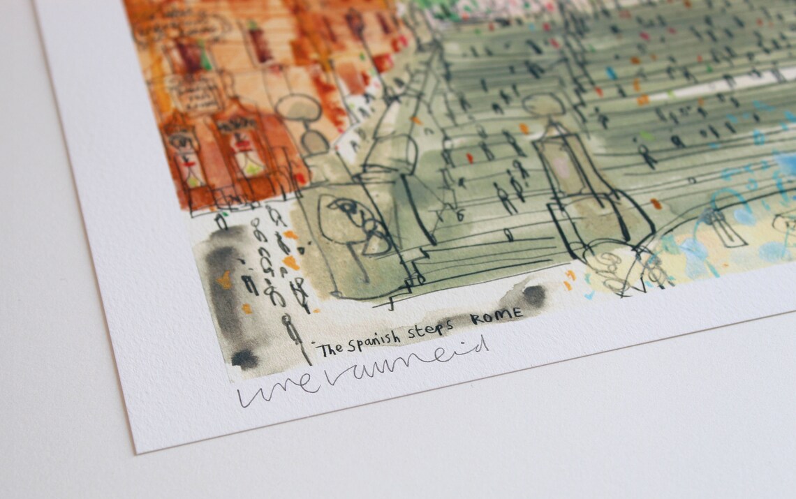 SPANISH STEPS ROME, Art Print Italy, Rome Sketch, Signed Limited ...