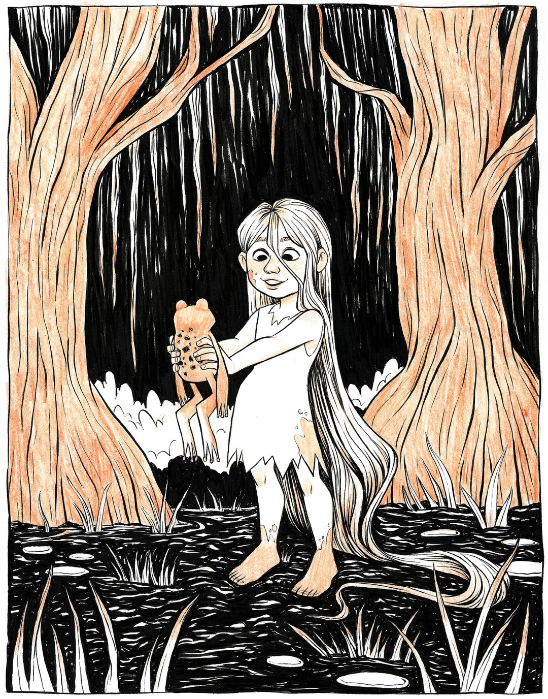 Slippery • Original Ink Drawing 8.5x11 - Etsy