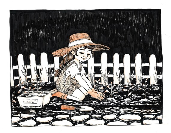 Dig Original Ink Drawing 8.5x11 | Etsy