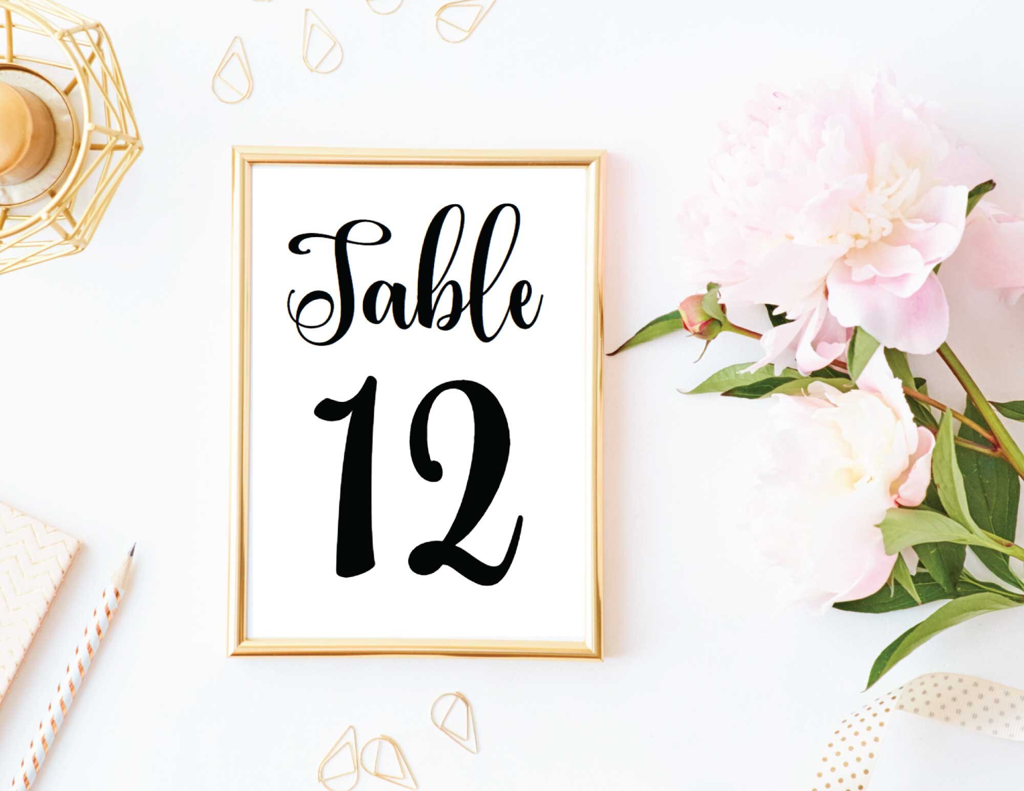 Fancy Free Table Numbers Template 5x7 vertical Digital | Etsy