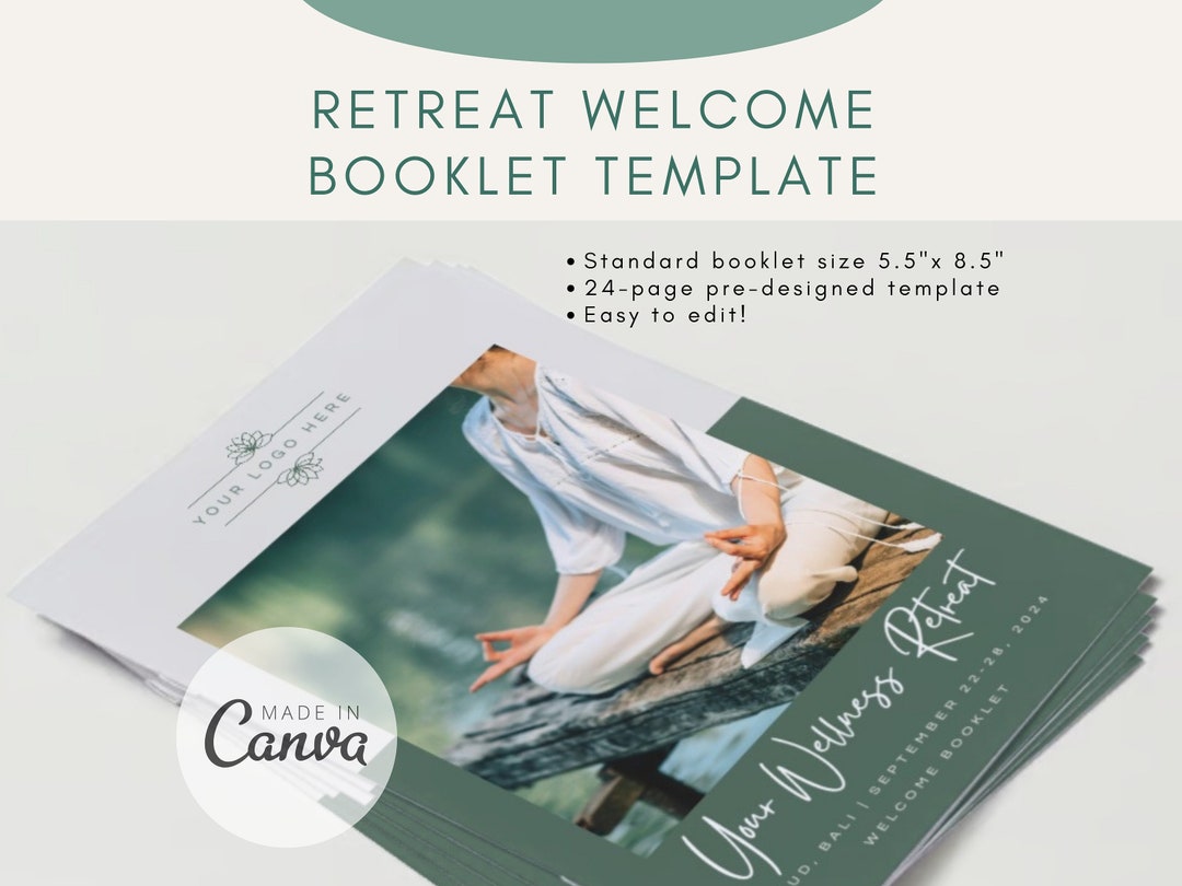 Retreat Welcome Booklet Template Printable & Digital Canva Editable ...