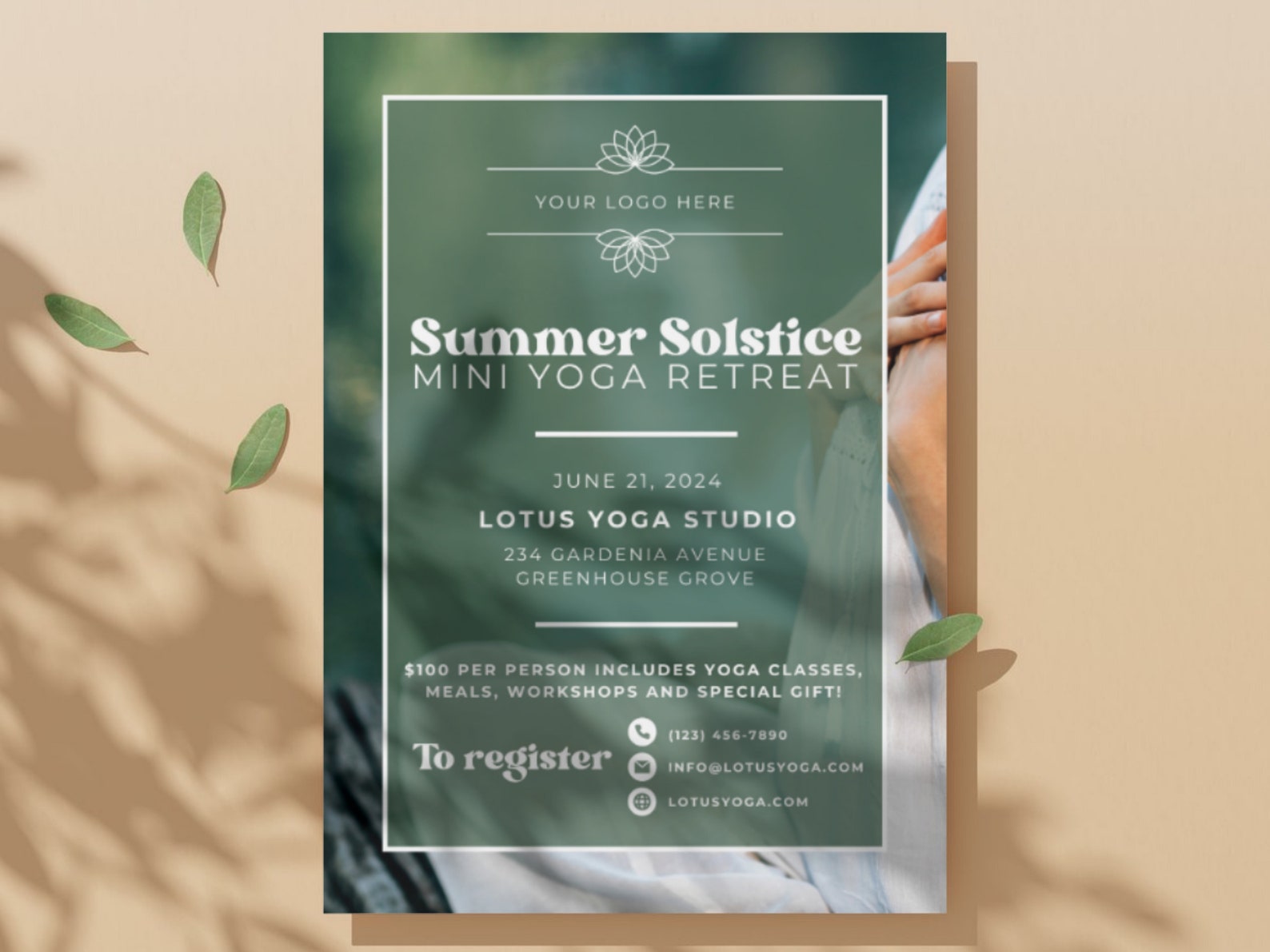 Mini Yoga Retreat Flyer Itinerary Template One Day Retreat Women's ...