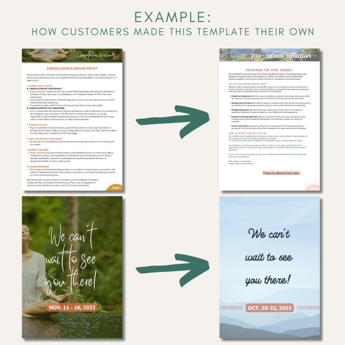 Yoga Retreat Welcome Pack Template Printable & Digital Canva Editable ...