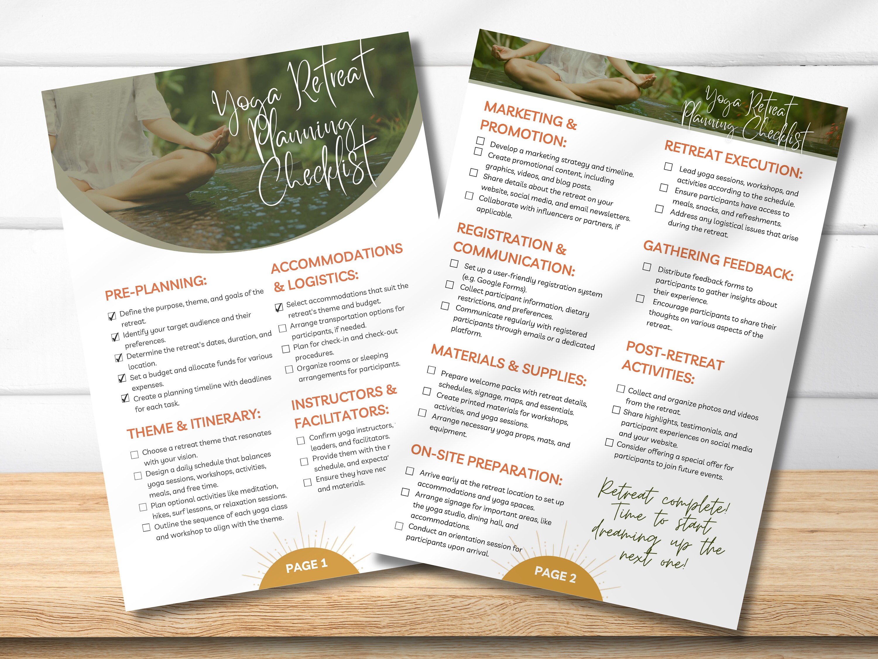 Yoga Retreat Printable Planning Checklist Fillable Form PDF Yoga ...