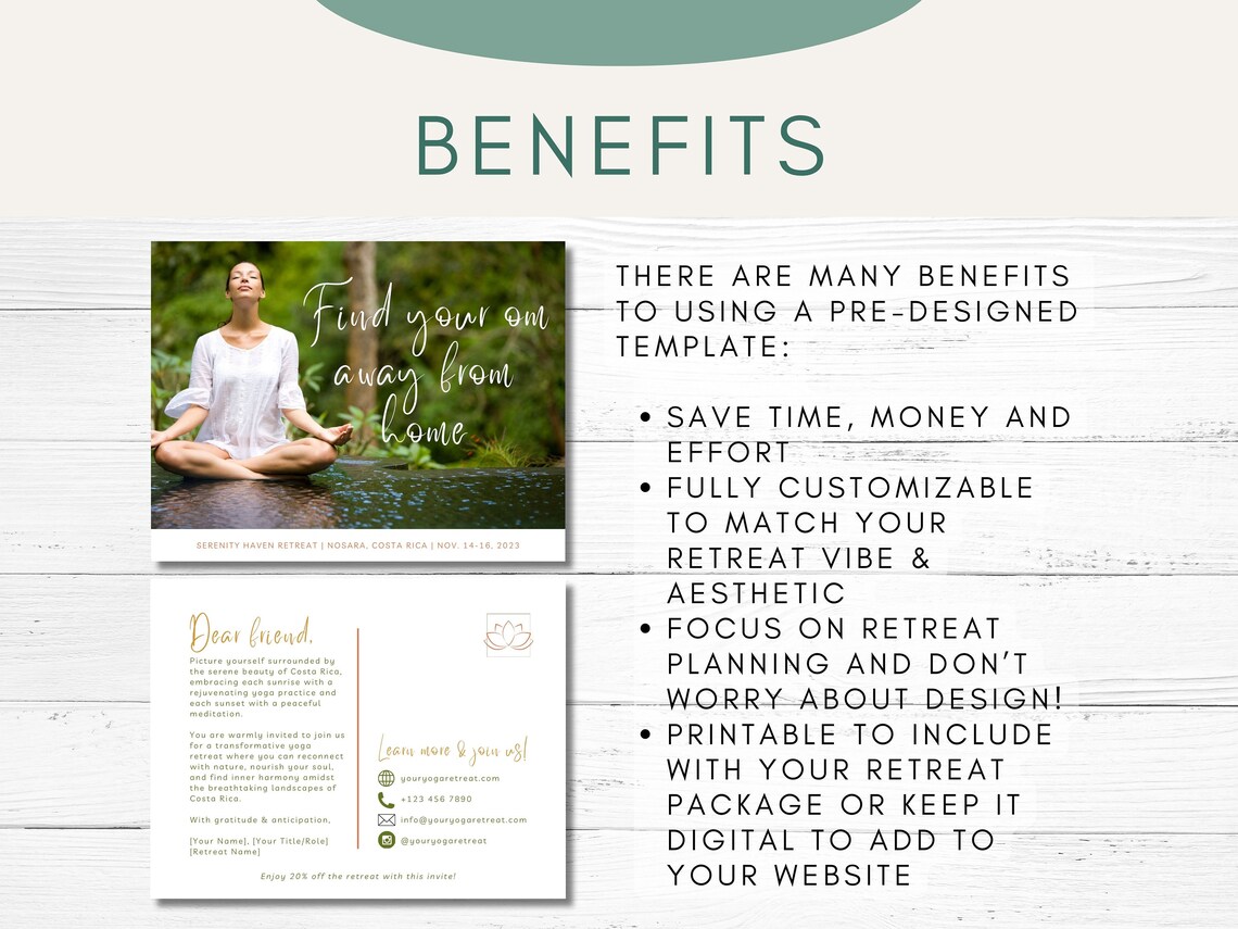 Yoga Retreat Invitation Template Meditation Wellness Retreat ...