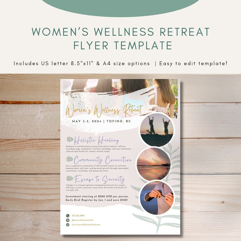 Women's Wellness Retreat Flyer Template US Letter 8.5x11 & A4 Poster ...
