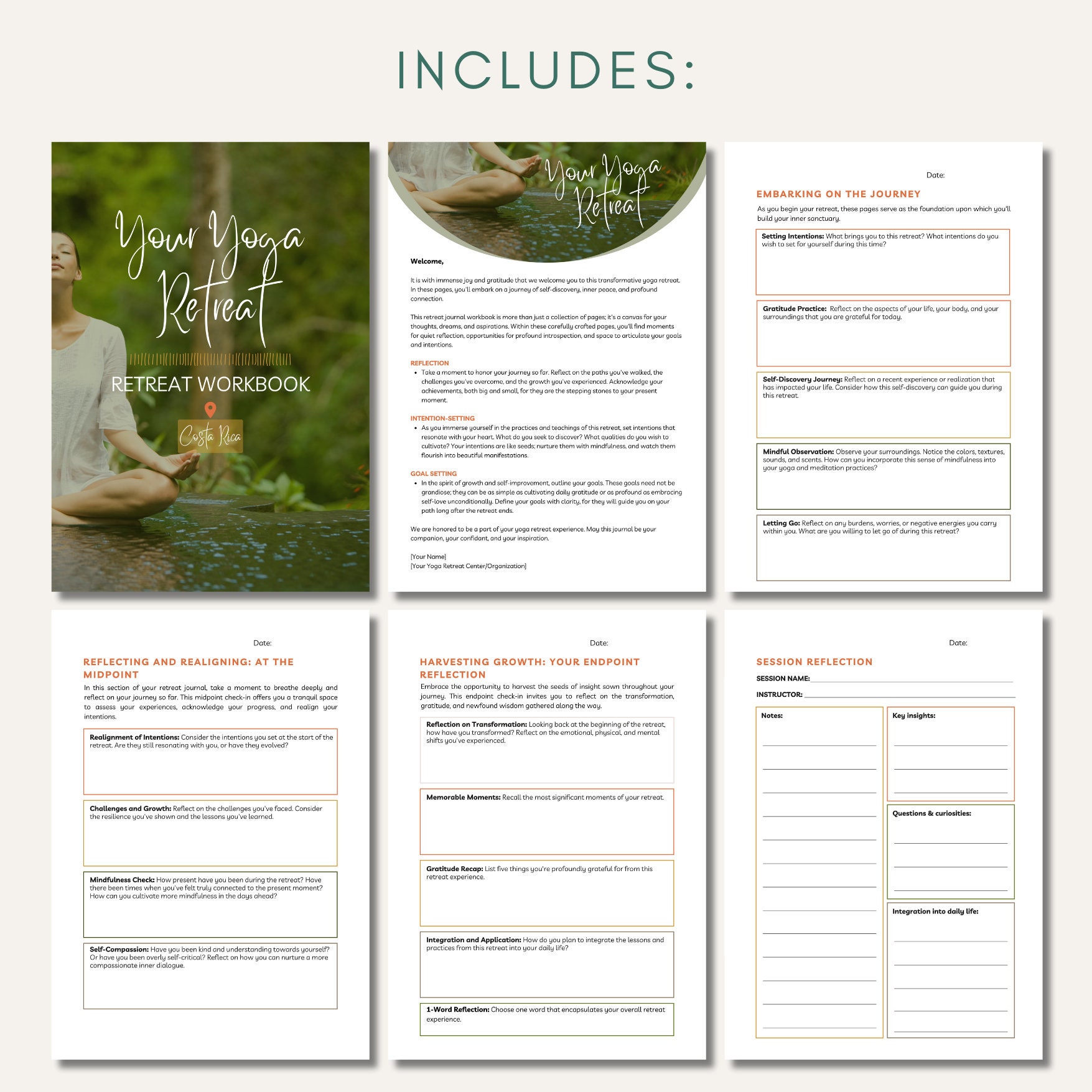 Yoga Retreat Workbook Template Wellness Mindful Retreat Journal ...