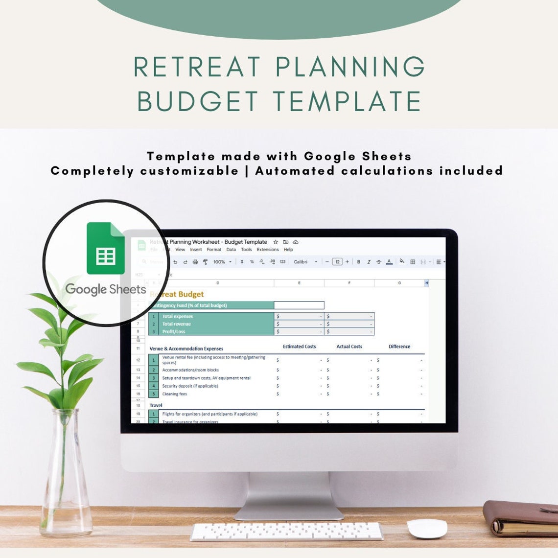 Retreat Planning Budget Template | Editable Google Sheets ...